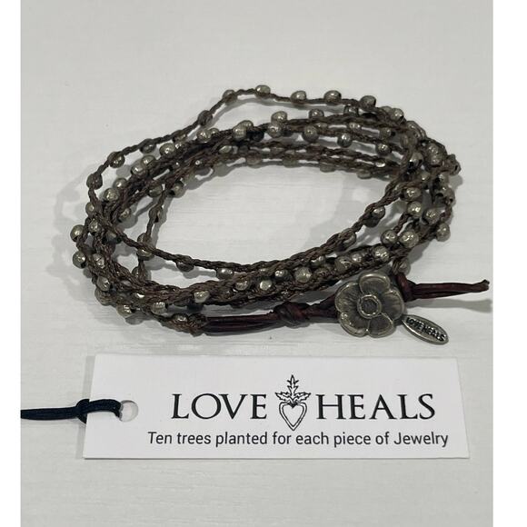 Love Heals | Jewelry | Love Heals 4 Hammered Beaded Braided Strand Necklace Wrap Bracelet Lh49 ...